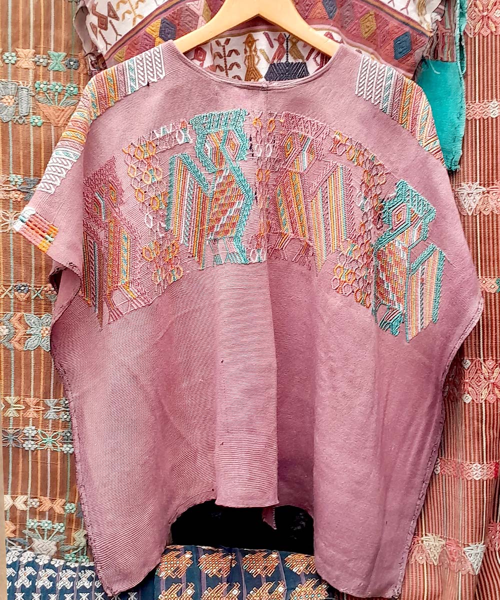 Guatemalan huipil from Chajul in dusky pink