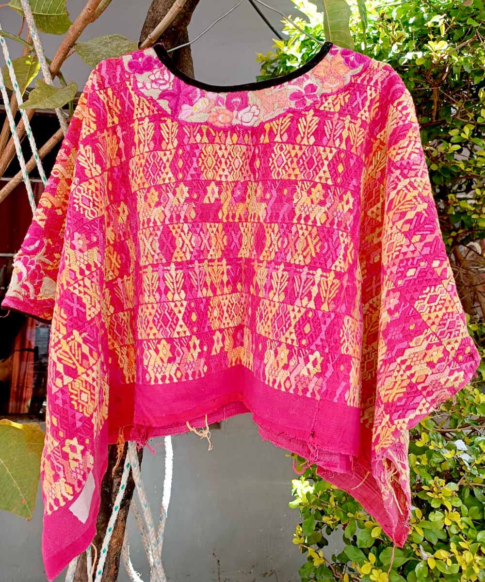 Pink & yellow Coban huipil